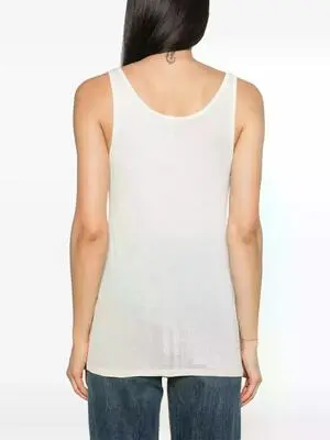 Saint Laurent Fine-ribbed Semi-sheer Tank Top - Neutrals