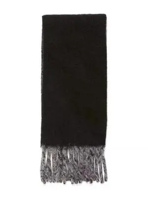 Acne Studios Fringed Logo Scarf - Black