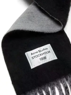 Acne Studios Fringed Logo Scarf - Black