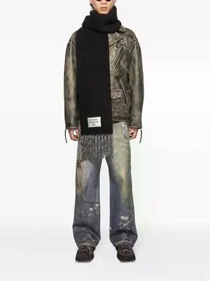 Acne Studios Fringed Logo Scarf - Black
