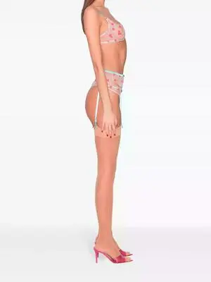 FLEUR DU MAL Rose And Vine Embroidered Thong