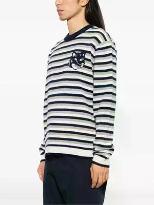 Maison Kitsuné Fox Head Intarsia Striped Jumper