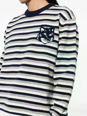 Maison Kitsuné Fox Head Intarsia Striped Jumper