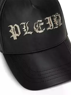 Philipp Plein Baseball Cap With Faux Leather Metal Lettering