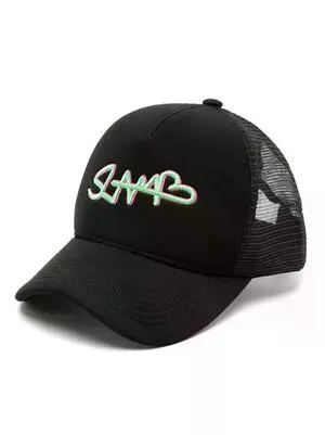 AMIR SLAMA Embroidered-logo Perforated Cap - Black