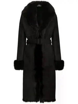 Dolce & Gabbana Belted Coat With Faux-fur Trim