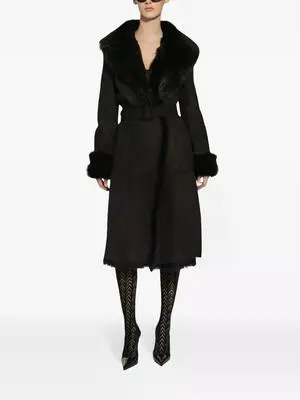 Dolce & Gabbana Belted Coat With Faux-fur Trim