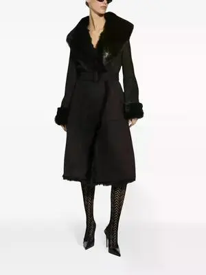 Dolce & Gabbana Belted Coat With Faux-fur Trim