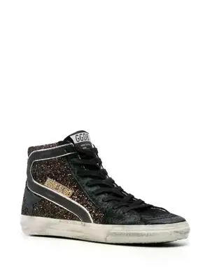 GOLDEN GOOSE Slide Glitter High-top Sneakers - Black