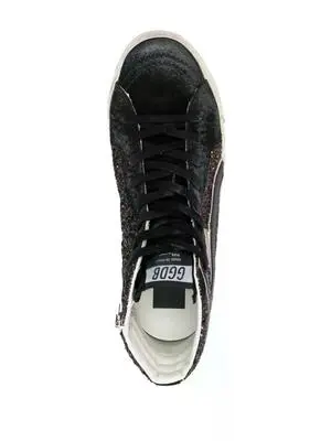 GOLDEN GOOSE Slide Glitter High-top Sneakers - Black