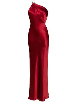 Michelle Mason Asymmetrical Silk Gown - Red