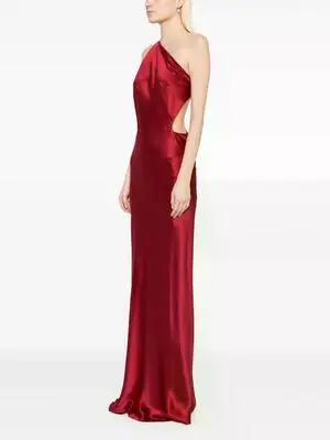 Michelle Mason Asymmetrical Silk Gown - Red