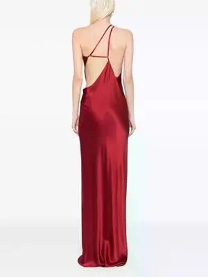 Michelle Mason Asymmetrical Silk Gown - Red