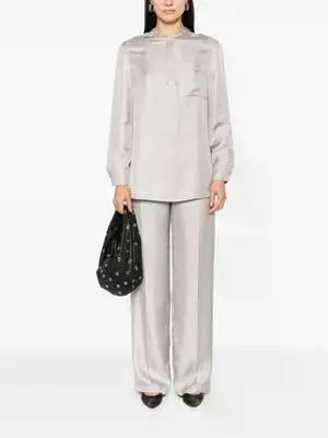 Loulou De Saison Fafila Silk Twill Trousers - Grey