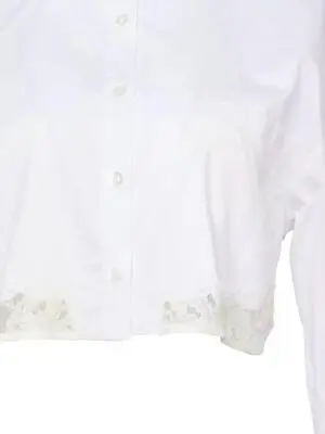 FLEUR DU MAL Poplin Cropped Shirt With Lace Trim