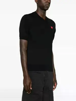 Play Comme Des Garcon Heart-patch V-neck Jumper - Black