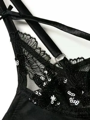 FLEUR DU MAL Sequin Violet Floral-lace Ouvert Bra