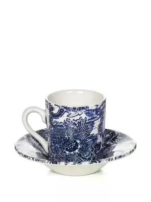 Ralph Lauren Faded Peony Coffee Cup And Saucer - Blue