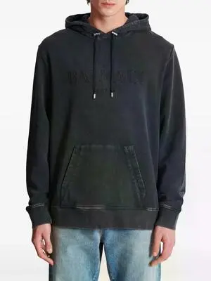 Balmain Logo Embroidered Hoodie - Grey