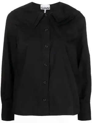 GANNI Layered Bib-collar Cotton Shirt