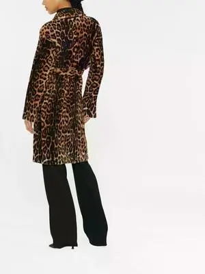 YVES SALOMON Leopard Print Belted Coat