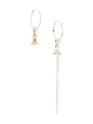 COUP DE COEUR Mismatched Chain Drop Hoop Earrings - Silver