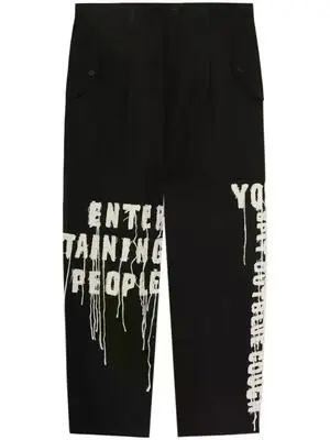 Yohji Yamamoto Embroidered Wool Trousers - Black