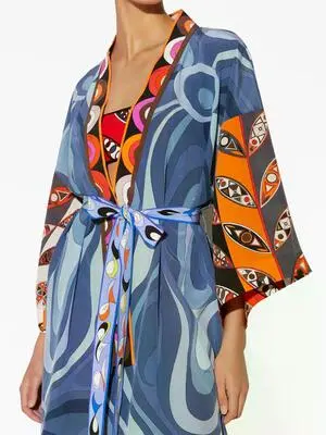 Emilio Pucci Graphic-print Silk Robe Minidress