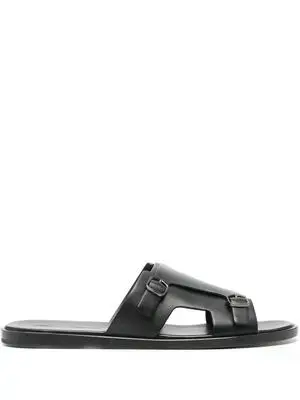 Santoni Double-buckle Leather Sandals - Black