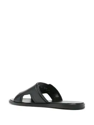 Santoni Double-buckle Leather Sandals - Black
