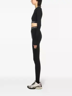 Off-White Cropped Zip-up Top With Logo Band