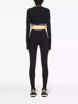 Off-White Cropped Zip-up Top With Logo Band