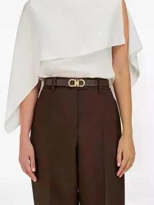 FERRAGAMO Gancini Hammered-leather Belt - Brown