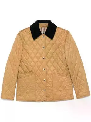 Burberry Quilted Jacket With Corduroy Collar - Brown