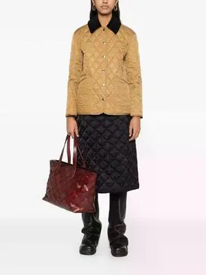 Burberry Quilted Jacket With Corduroy Collar - Brown