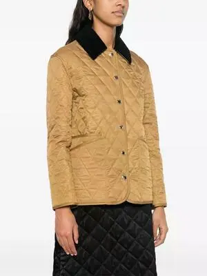Burberry Quilted Jacket With Corduroy Collar - Brown