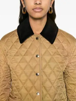 Burberry Quilted Jacket With Corduroy Collar - Brown