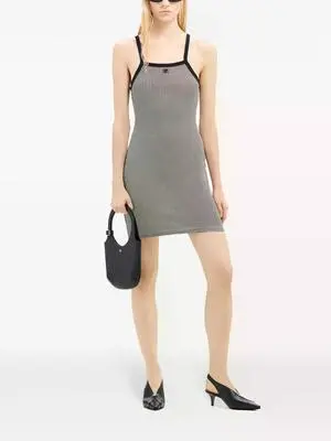 COURREGES Contrast-trim Houndstooth Cotton Mini Dress