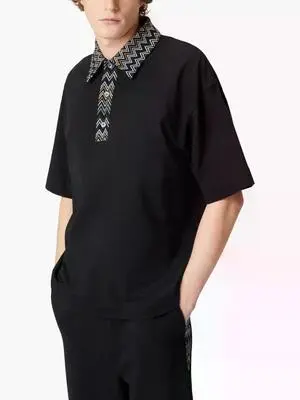 Missoni Chevron Knit-insert Cotton Polo Shirt