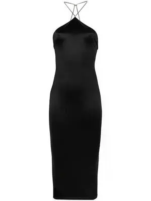 MAISON CLOSE Open-back Halterneck Midi Dress - Black