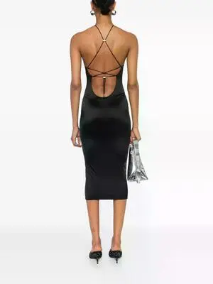 MAISON CLOSE Open-back Halterneck Midi Dress - Black