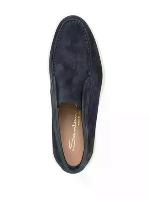 Santoni Suede Flat Loafers - Blue