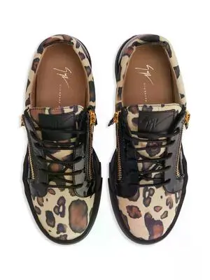 GIUSEPPE ZANOTTI Frankie Leopard-print Sneakers - Neutrals