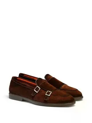 Santoni Suede Monk Shoes - Brown