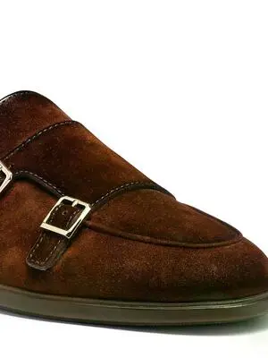 Santoni Suede Monk Shoes - Brown