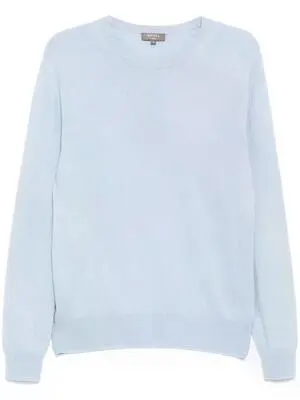 N.peal Oxford Round Neck Jumper - Blue