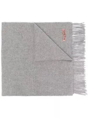 Acne Studios Fringed Wool Scarf - Grey