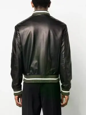 Roberto Cavalli Monogram-patch Leather Bomber Jacket