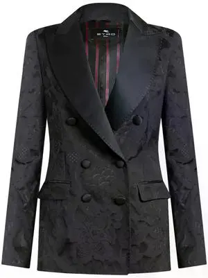 Etro Double-breasted Jacquard Blazer - Black