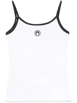 MARINE SERRE Moon Logo Ribbed Scoop Neck Tank Top - White
